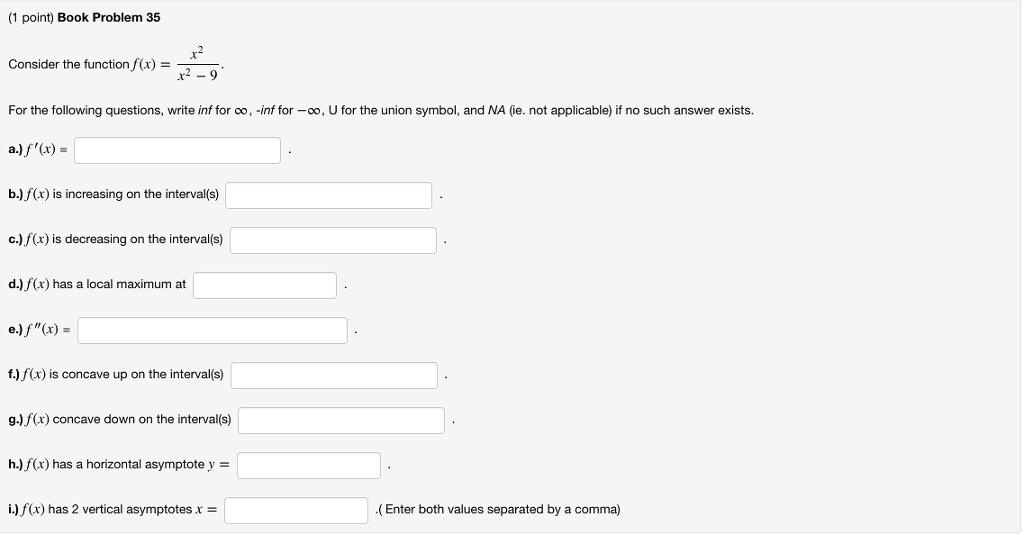 Solved (1 point) Book Problem 35 Consider the function f(x) | Chegg.com