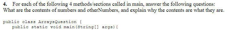 Solved 4. For each of the following 4 methods/sections | Chegg.com