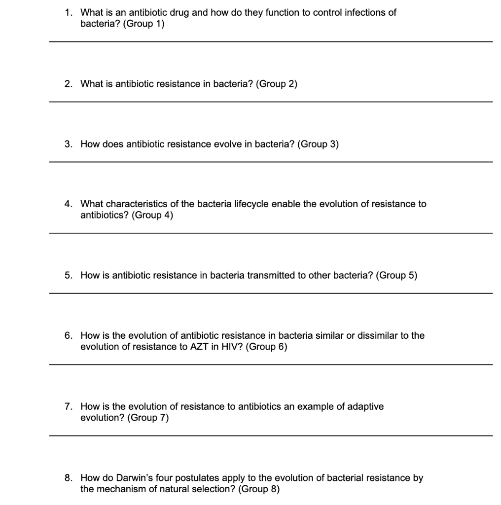Solved 1. What is an antibiotic drug and how do they | Chegg.com