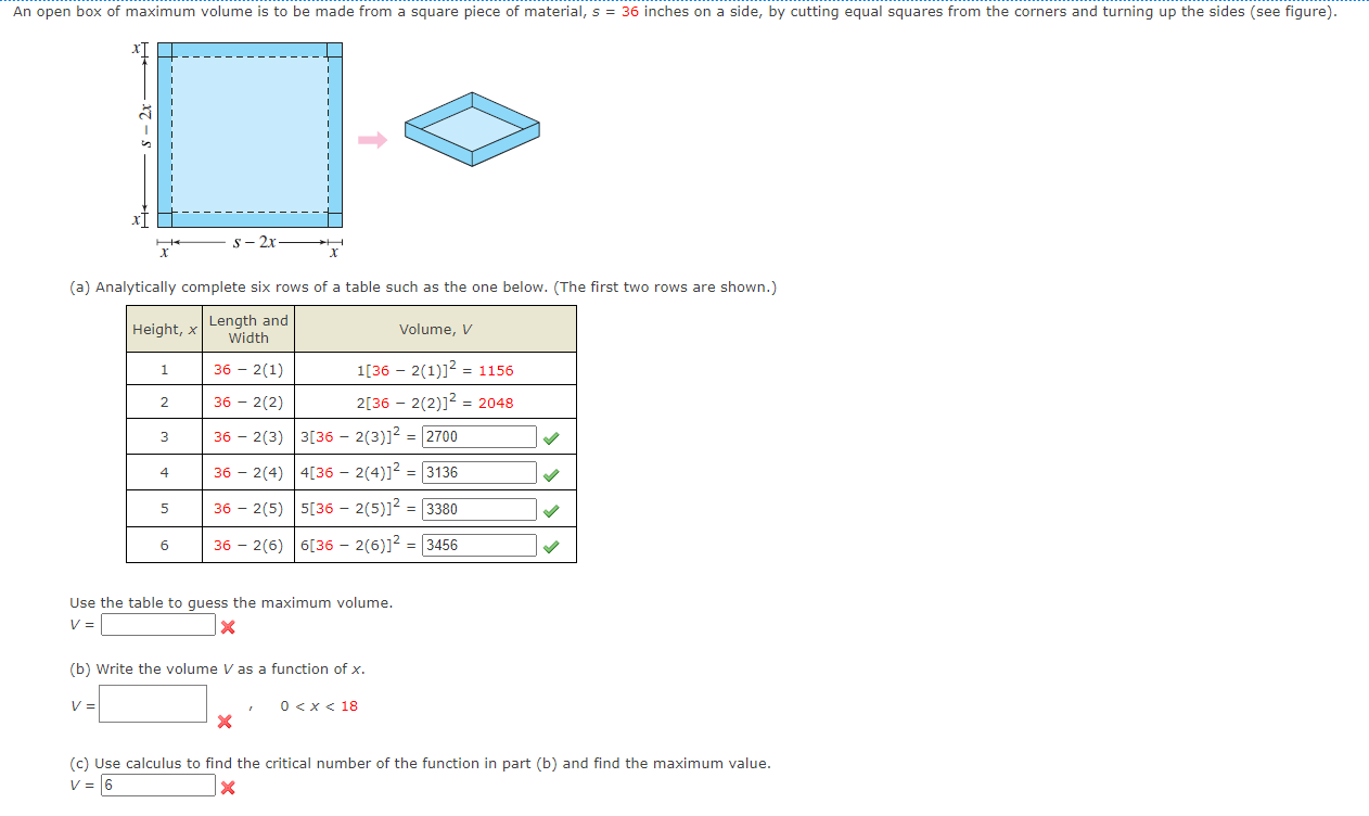 Solved en box of maximum volume is to be made from a square | Chegg.com