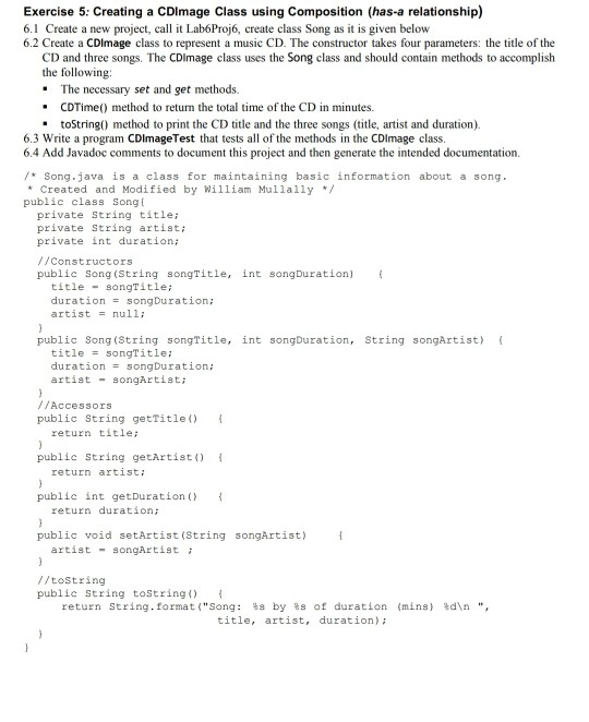 Solved Exercise 5: Creating a CDimage Class using | Chegg.com