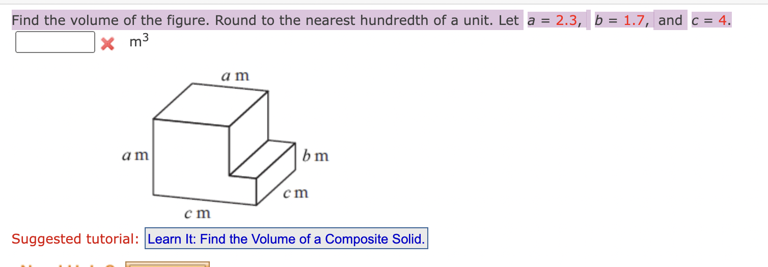 Solved Find the volume of the figure. Round to the nearest | Chegg.com