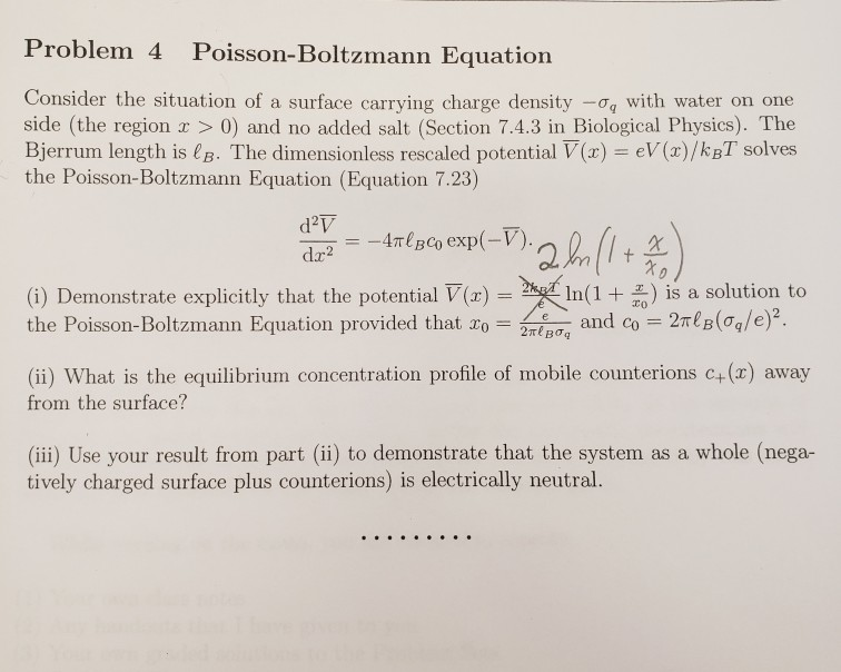 Solved Problem 4 Poisson-Boltzmann Equation Consider the | Chegg.com