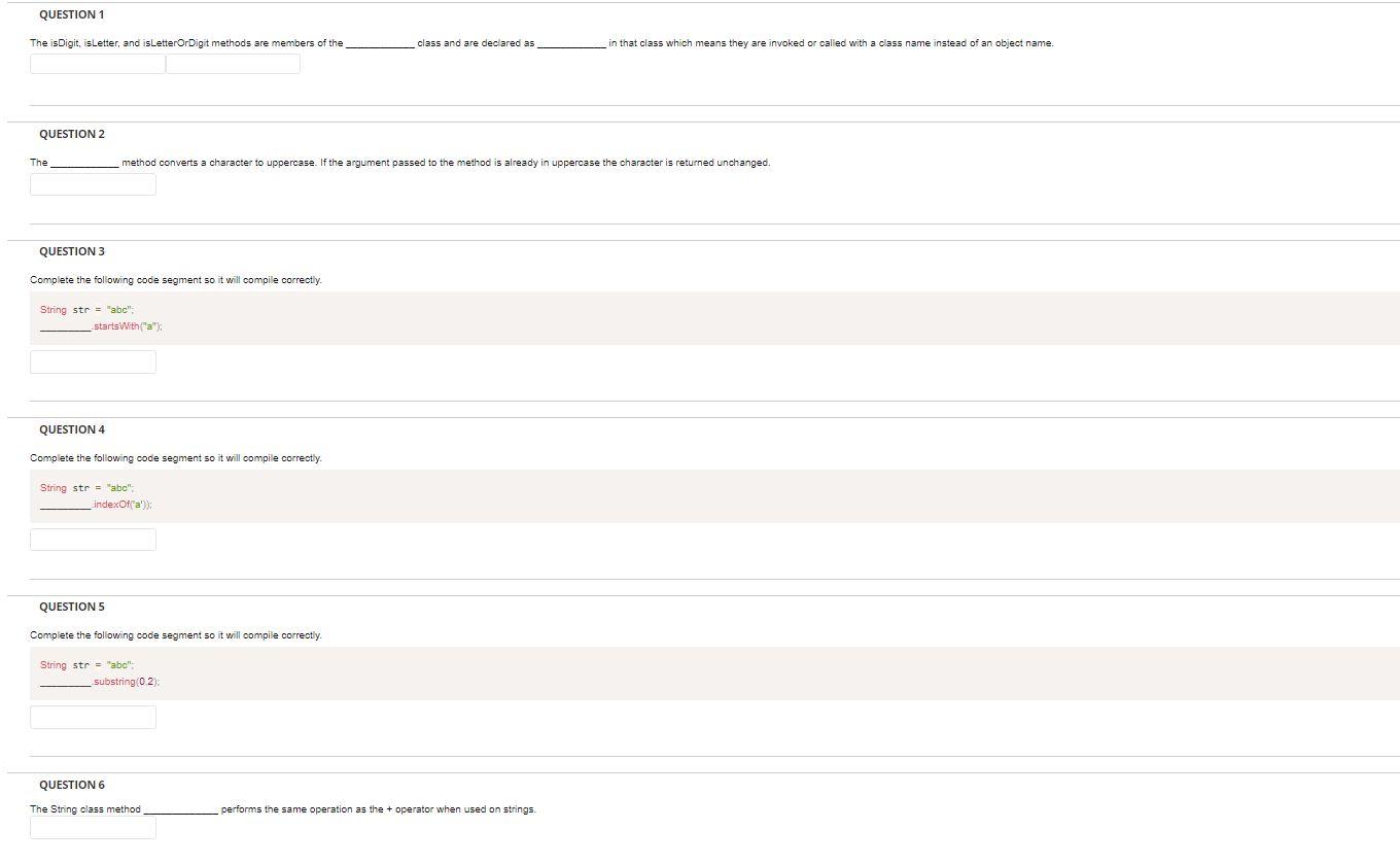 Solved QUESTION 1 The is Digit, isLetter, and | Chegg.com