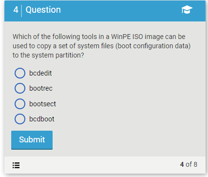Solved 4 Question Which of the following tools in a WinPE | Chegg.com