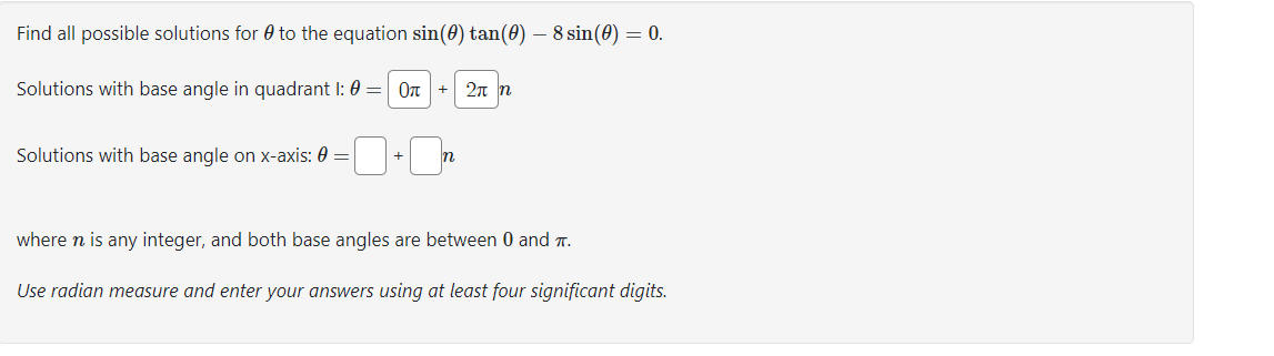 Solved Find all possible solutions for θ to the equation | Chegg.com