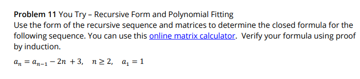 Solved Problem 11 You Try - Recursive Form and Polynomial | Chegg.com