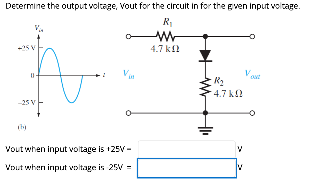 Solved Determine Vout. w 2.2 k 12 +30 V Vin ov -30 V Vout | Chegg.com