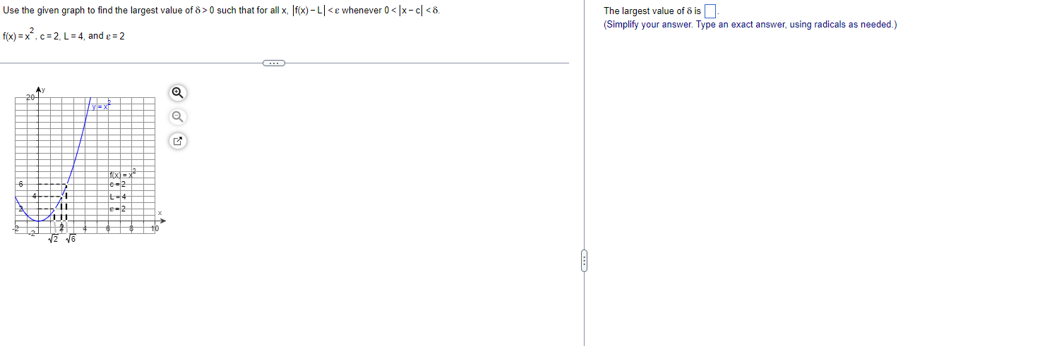 Solved Use the given graph to find the largest value of δ>0 | Chegg.com