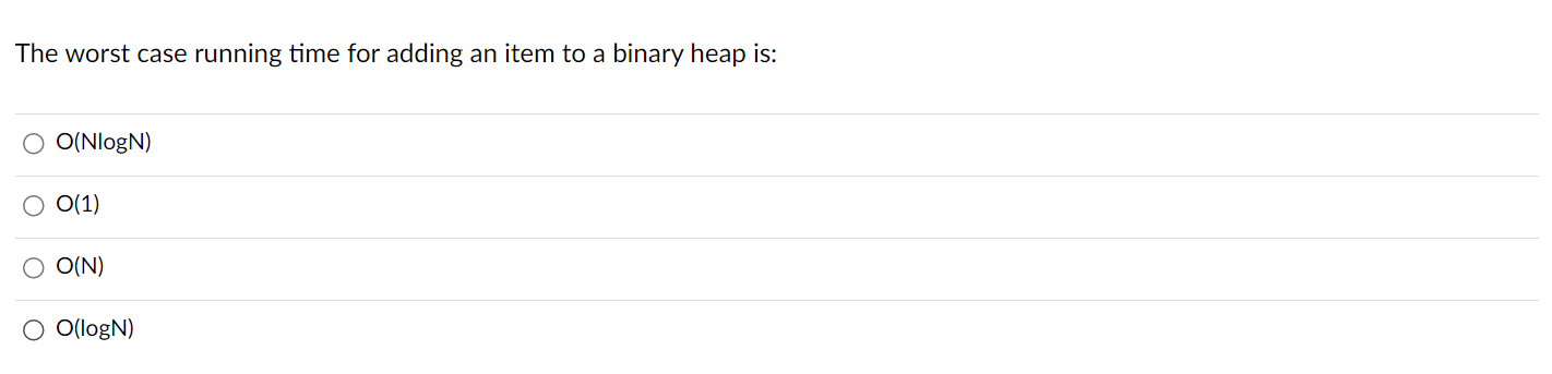Solved The worst case running time for adding an item to a | Chegg.com