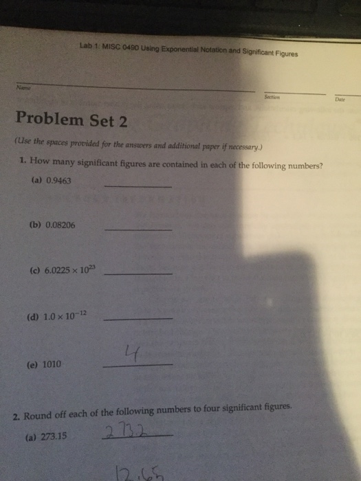 Solved Lab 1: MISC 0490 Using Exponential Notation and | Chegg.com