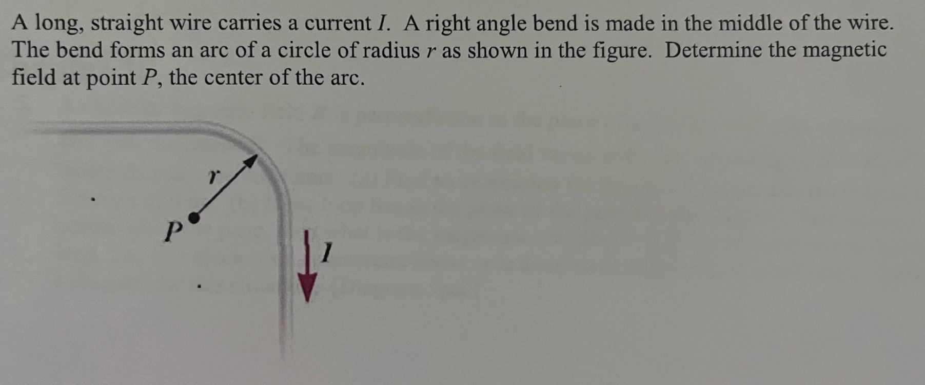 Solved A long, straight wire carries a current I. A right | Chegg.com