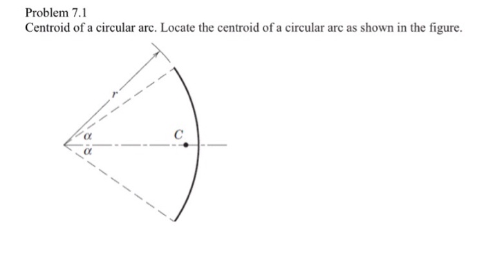 Solved Problem 7.1 Centroid of a circular arc. Locate the | Chegg.com