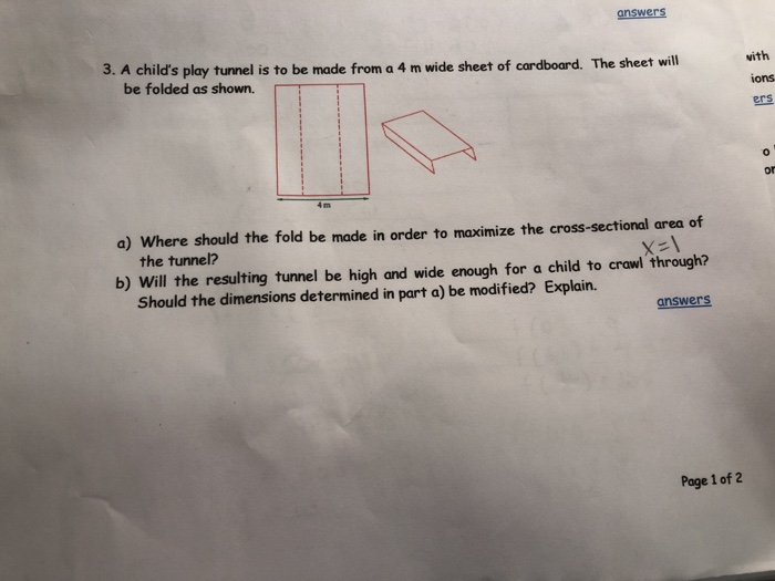 Solved answers 3. A child's play tunnel is to be made from a | Chegg.com