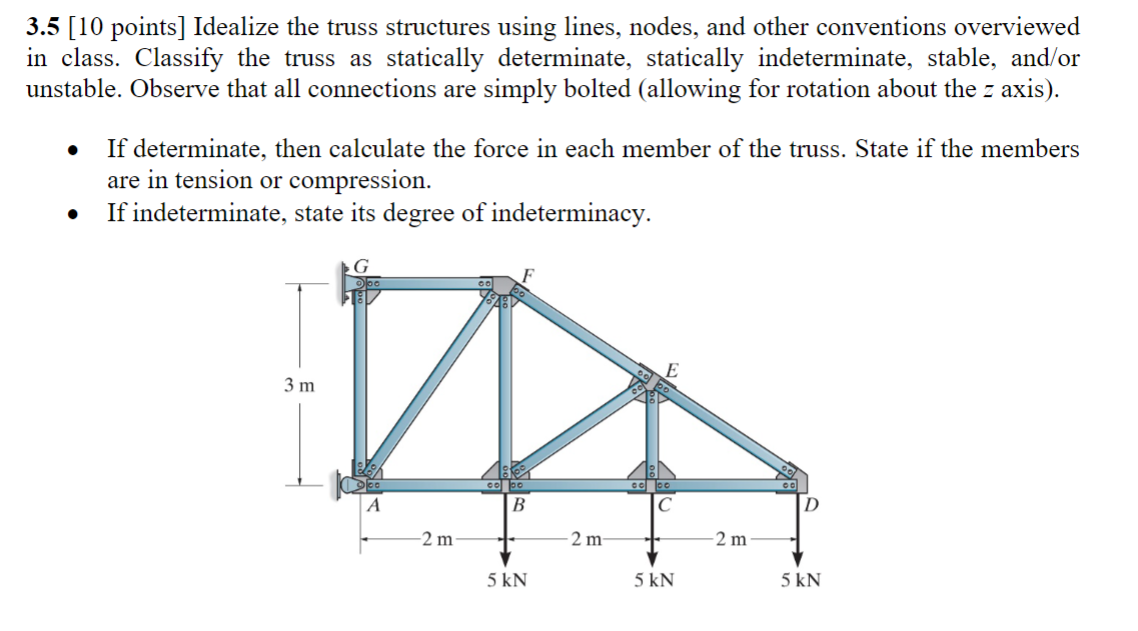 Solved 3.5 [10 points] Idealize the truss structures using | Chegg.com