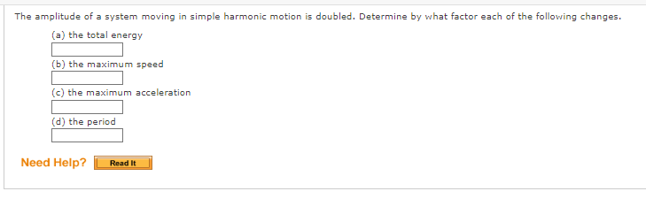 Solved The amplitude of a system moving in simple harmonic | Chegg.com