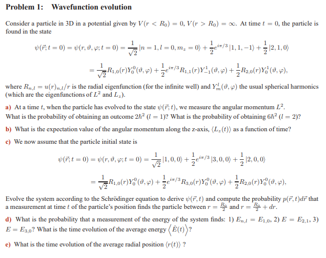 Solved Problem 1: Wavefunction evolution Consider a particle | Chegg.com