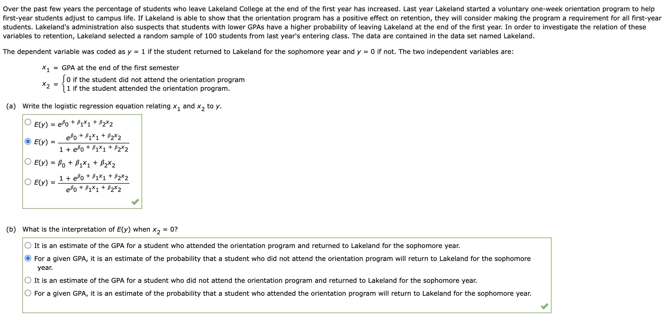 Solved variables to retention, Lakeland selected a random | Chegg.com