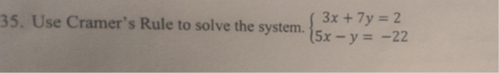 Solved Use Cramer's Rule to solve the system. | Chegg.com