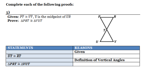 Solved Complete each of the following proofs: 5) Given: | Chegg.com