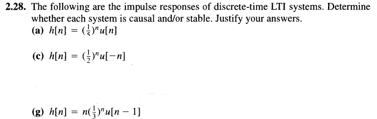 Solved .28. The following are the impulse responses of | Chegg.com