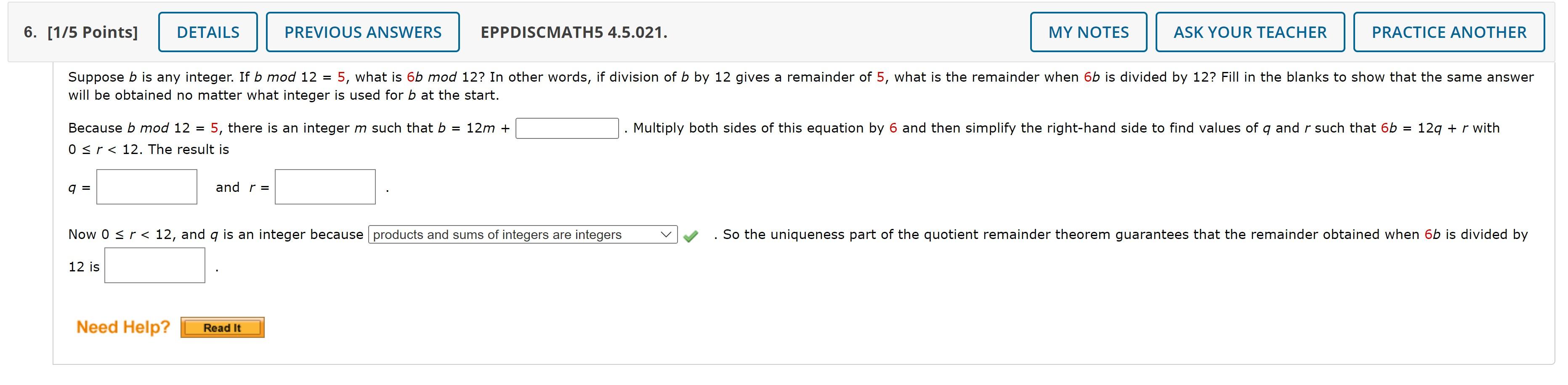 Solved 6. [1/5 Points] DETAILS PREVIOUS ANSWERS EPPDISCMATH5 | Chegg.com