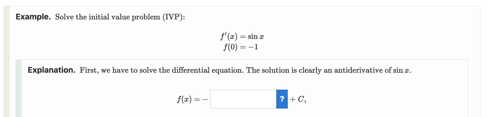 Solved Example. Solve the initial value problem (IVP): f'(x) | Chegg.com