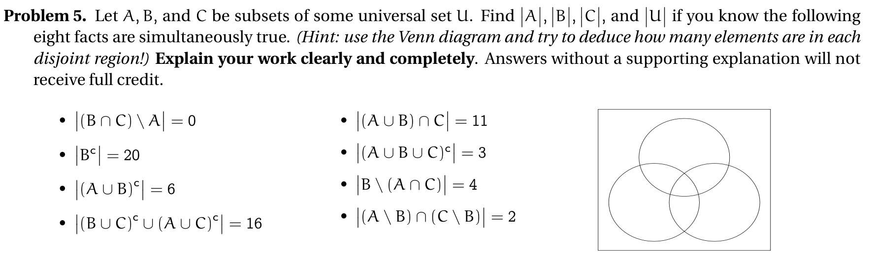 Solved Problem 5. Let A, B, and C be subsets of some | Chegg.com