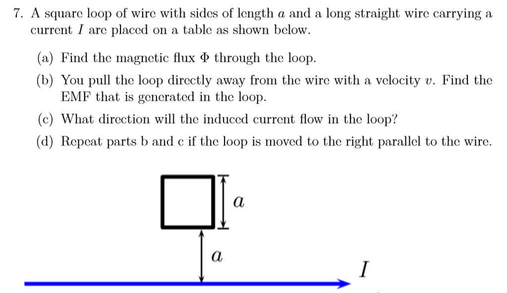 Solved 7. A square loop of wire with sides of length a and a | Chegg.com
