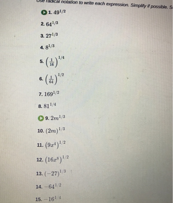 Solved USe radical notation to write each expression. | Chegg.com