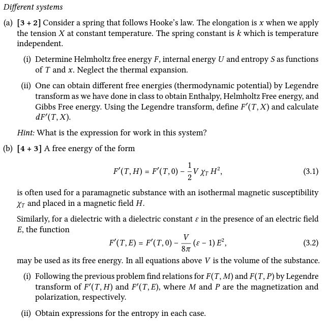 Solved (a) [3 + 2] Consider a spring that follows Hooke's | Chegg.com