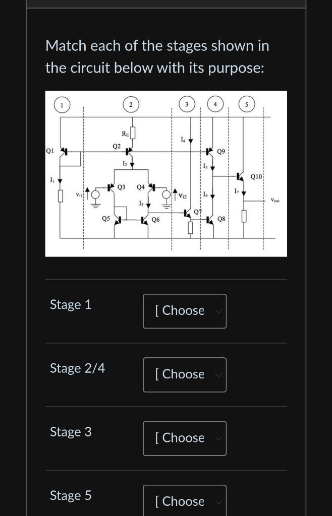 Solved Match each of the stages shown in the circuit below | Chegg.com