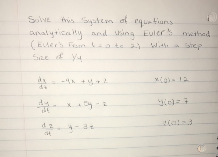 Solved Solve this System of equations analytically and using | Chegg.com