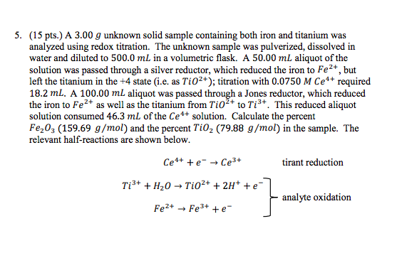 Solved 5. (15 pts.) A 3.00 g unknown solid sample containing | Chegg.com