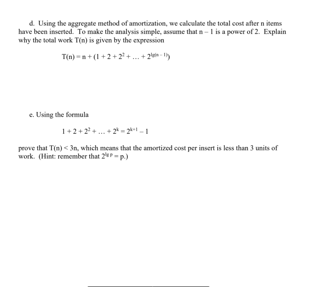 Solved 7. Consider the problem of inserting elements into a | Chegg.com