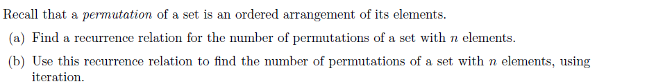 Solved Recall that a permutation of a set is an ordered | Chegg.com