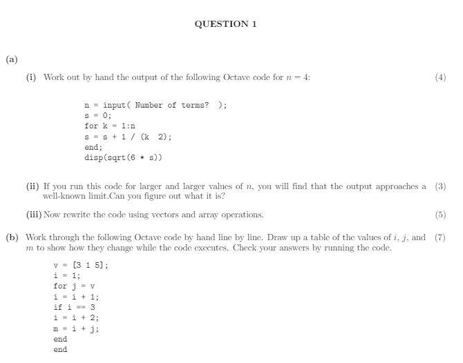 Solved (a) (i) Work out by hand the output of the following | Chegg.com