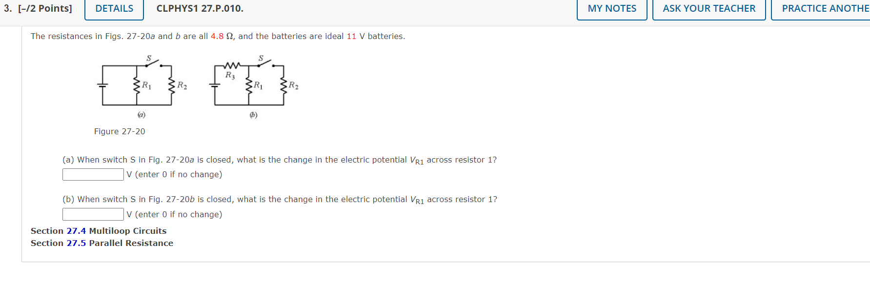 Solved (a) When switch S in Fig. 27-20a is closed, what is | Chegg.com
