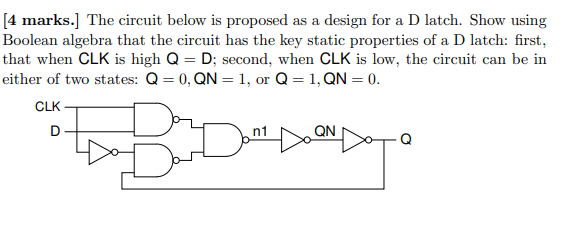 Solved [4 marks.] The circuit below is proposed as a design | Chegg.com