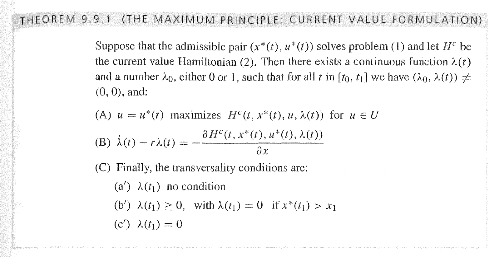 Solved 9.9 Current Value Formulations Many control problems | Chegg.com