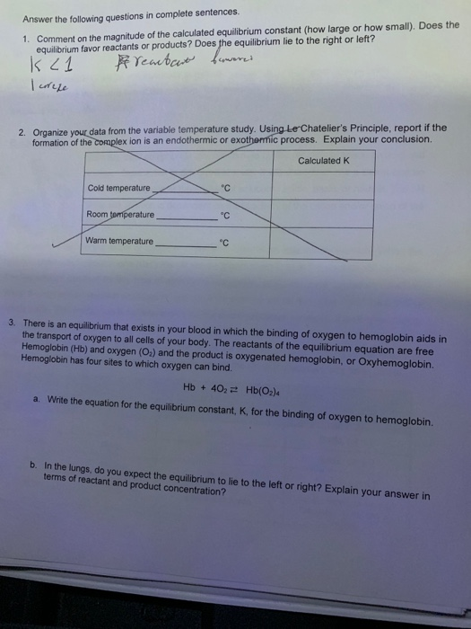 Solved Answer the following questions in complete sentences. | Chegg.com