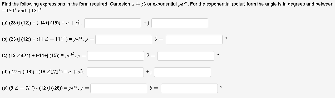 Solved Find the following expressions in the form required: | Chegg.com