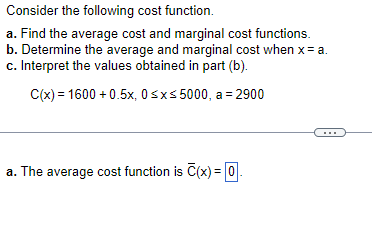 Solved Consider the following cost function. a. Find the | Chegg.com