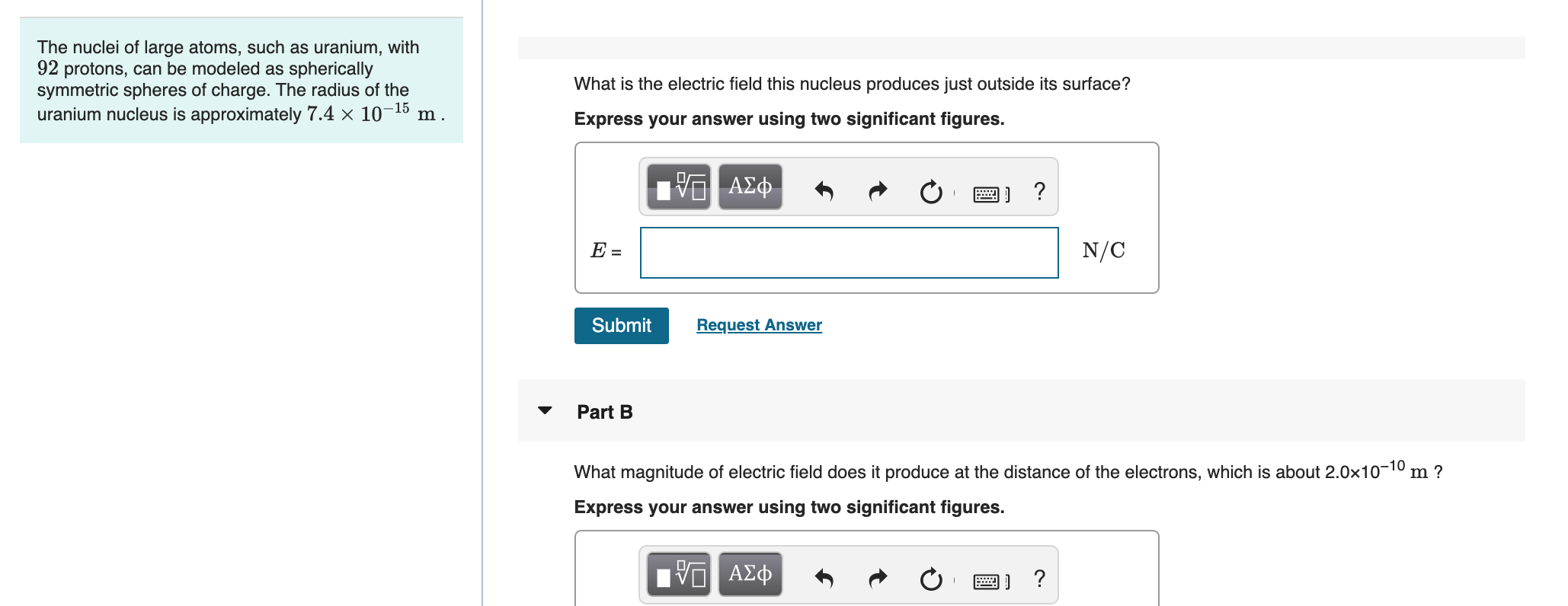 Solved The nuclei of large atoms, such as uranium, with 92 | Chegg.com
