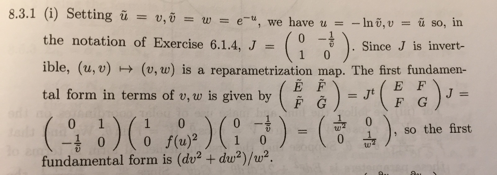 (i) Setting w-e-u gives a reparametrization o(u, w) | Chegg.com