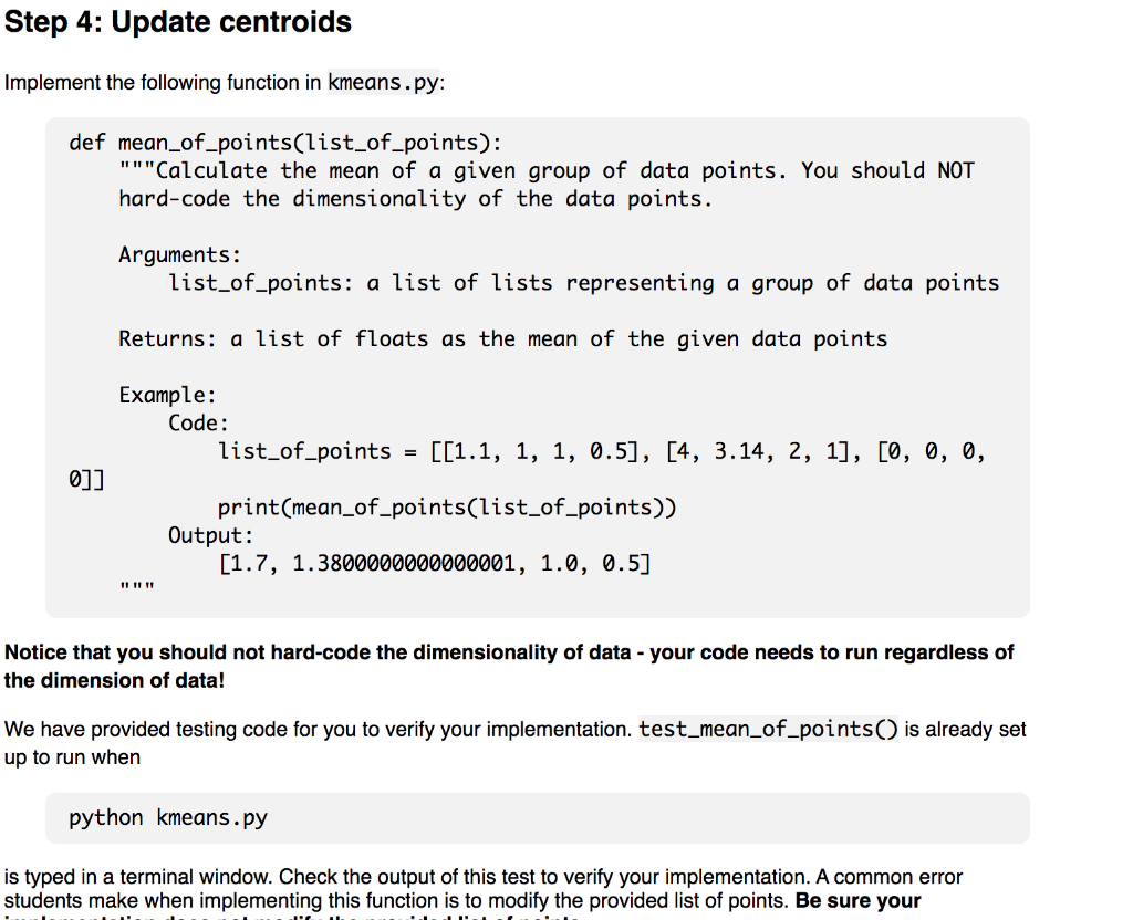 Solved Step 2: Assigning data points to closest centroids | Chegg.com