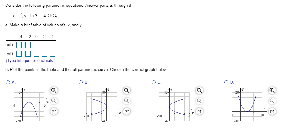 Solved Consider the following parametric equations. Answer | Chegg.com