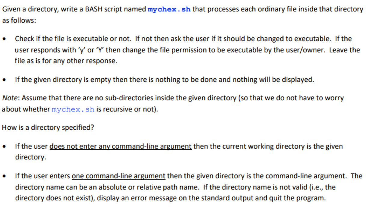Solved Given a directory, write a BASH script named | Chegg.com
