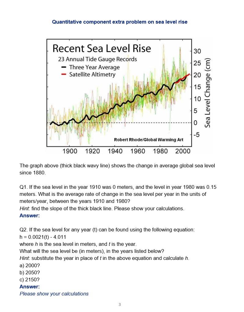 Solved Quantitative component extra problem on sea level | Chegg.com