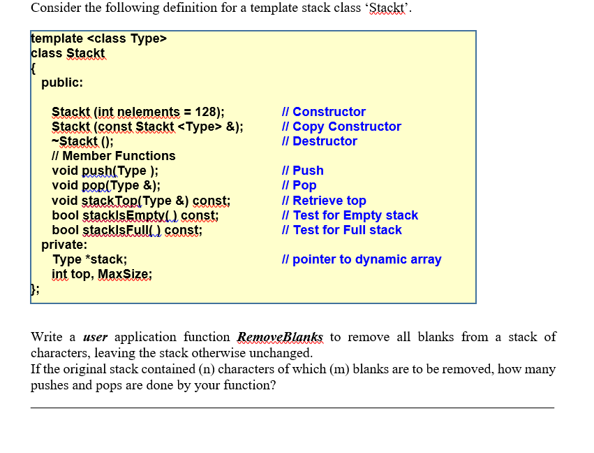Solved Consider the following definition for a template | Chegg.com